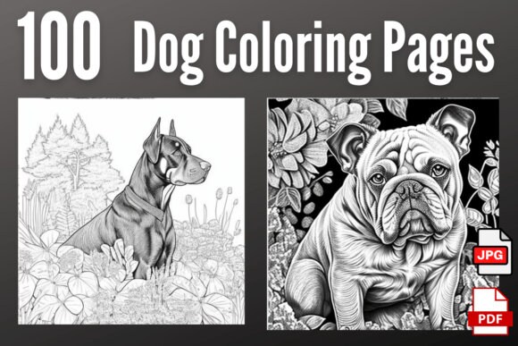100 Dog Coloring Pages for Kdp Books - Etsy