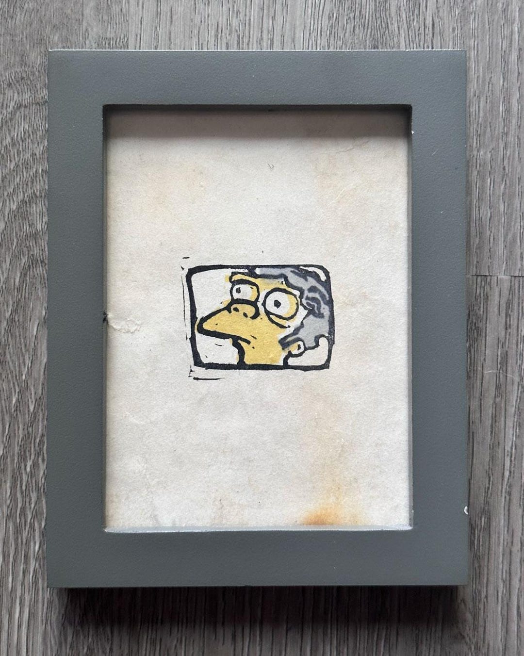 Moe Linocut Print on Rustic Distressed Paper | Simpsons Moe Szyslak ...