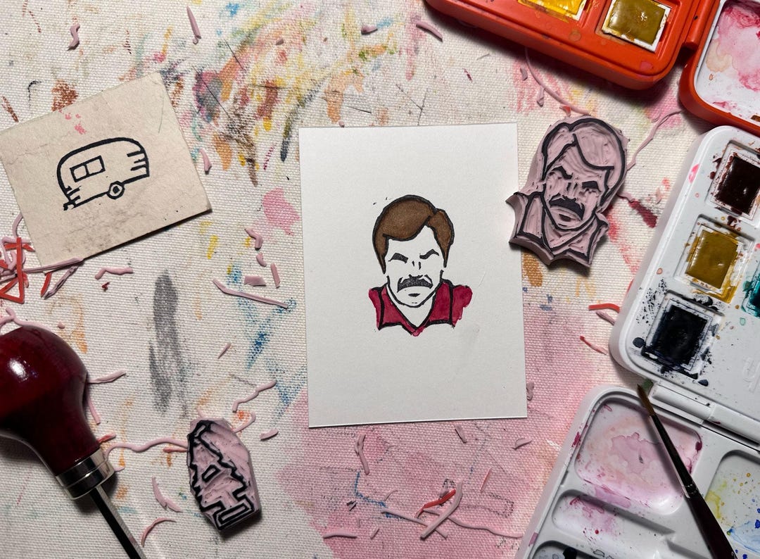 Handmade Ron Swanson Linocut Print | Gift for Parks and Rec Fans ...