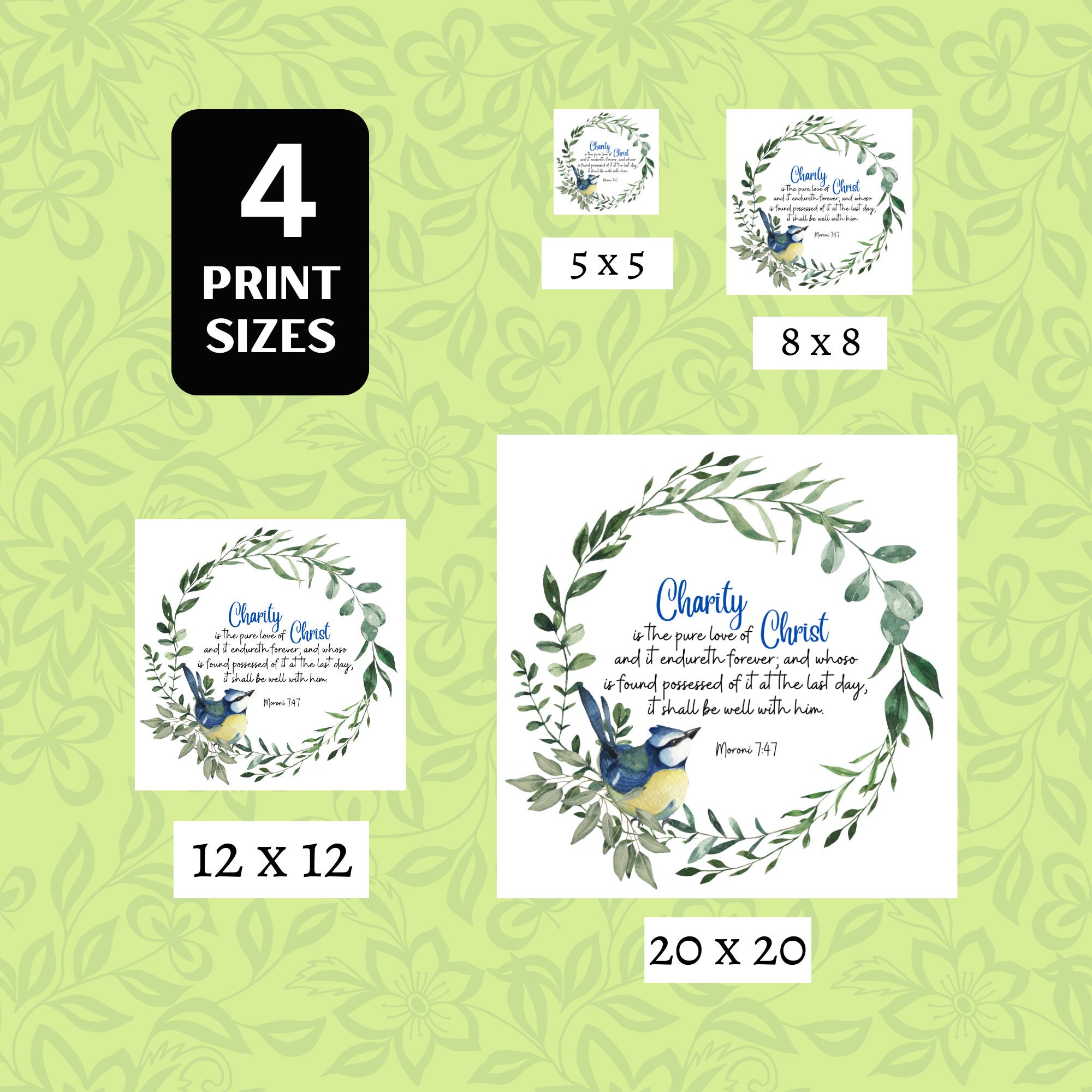 Charity Pure Love Christ, LDS Art Download, Book of Mormon Quote, Bird ...