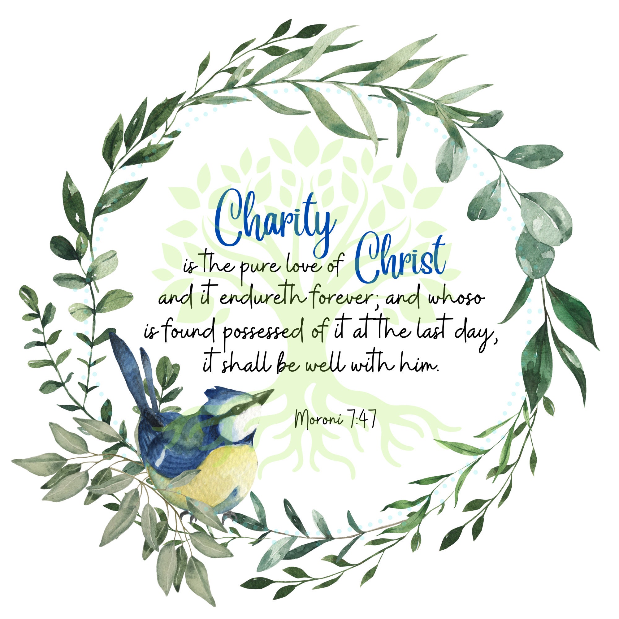 Charity Pure Love Christ, LDS Art Download, Book of Mormon Quote, Bird ...