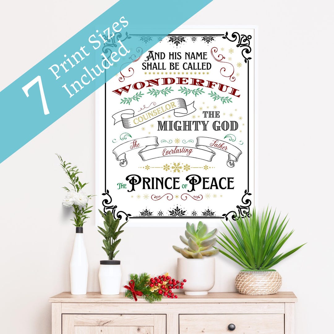 And His Name Shall Be Called Print, Isaiah 9 6, Christmas Music Poster ...