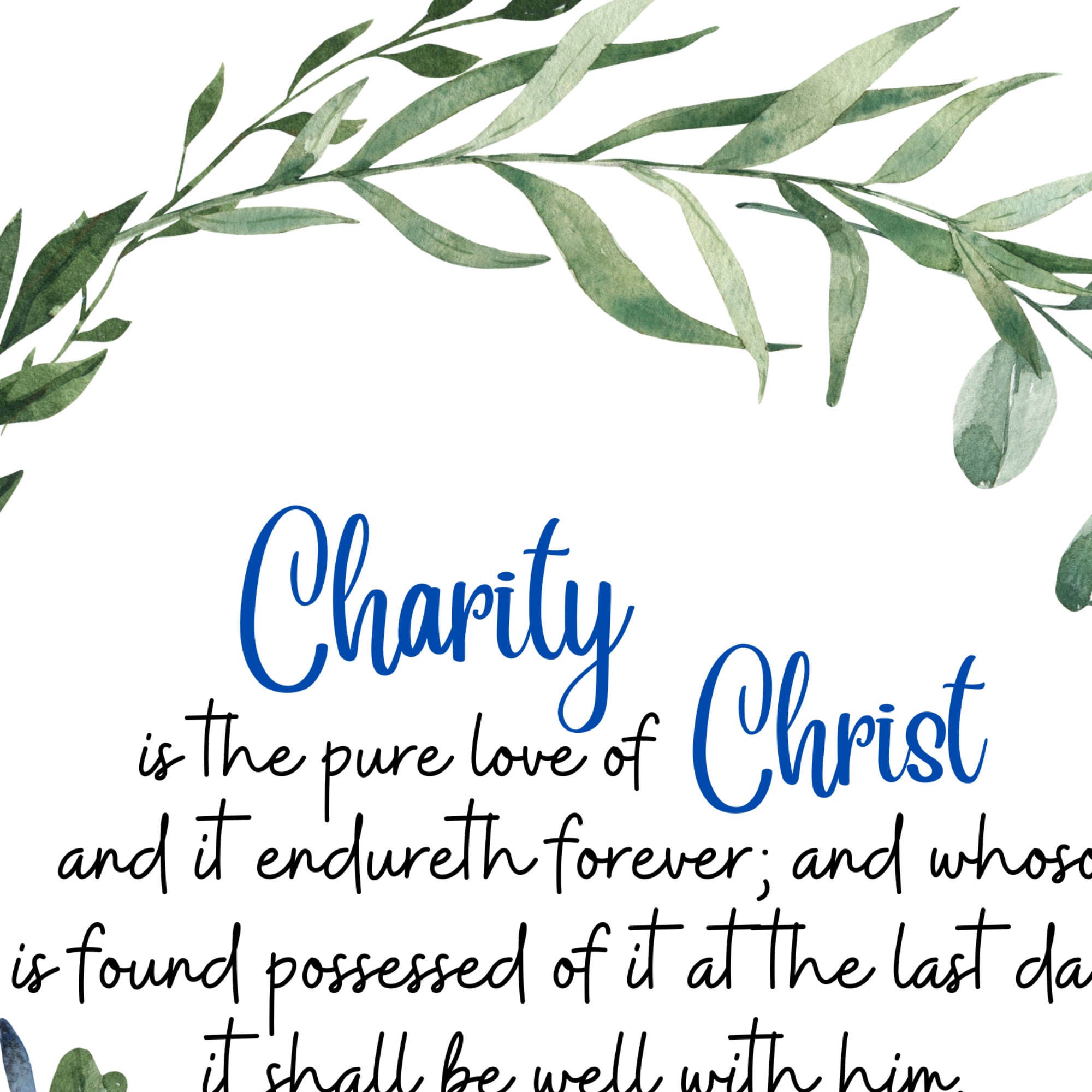 Charity Pure Love Christ, LDS Art Download, Book of Mormon Quote, Bird ...