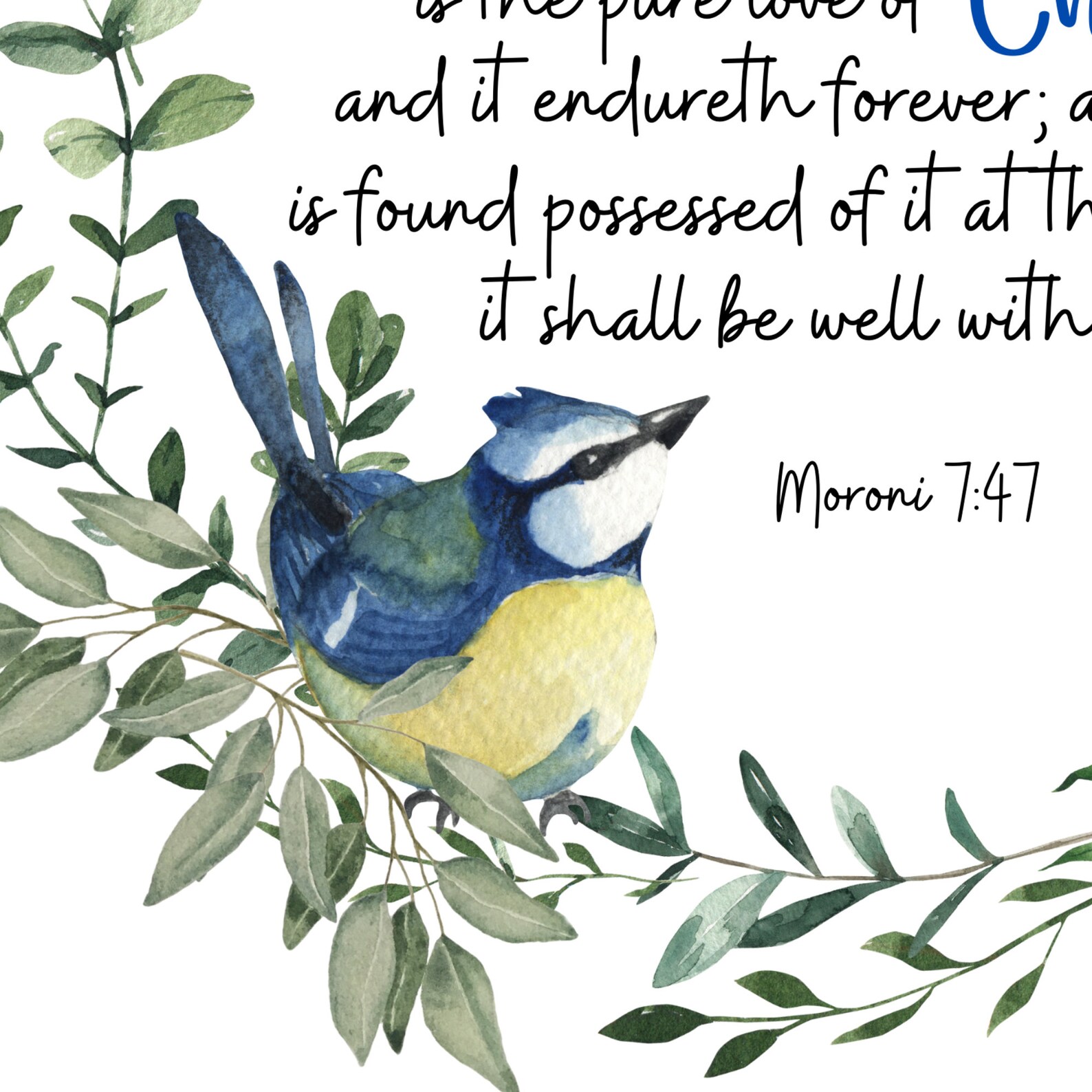Charity Pure Love Christ, LDS Art Download, Book of Mormon Quote, Bird ...