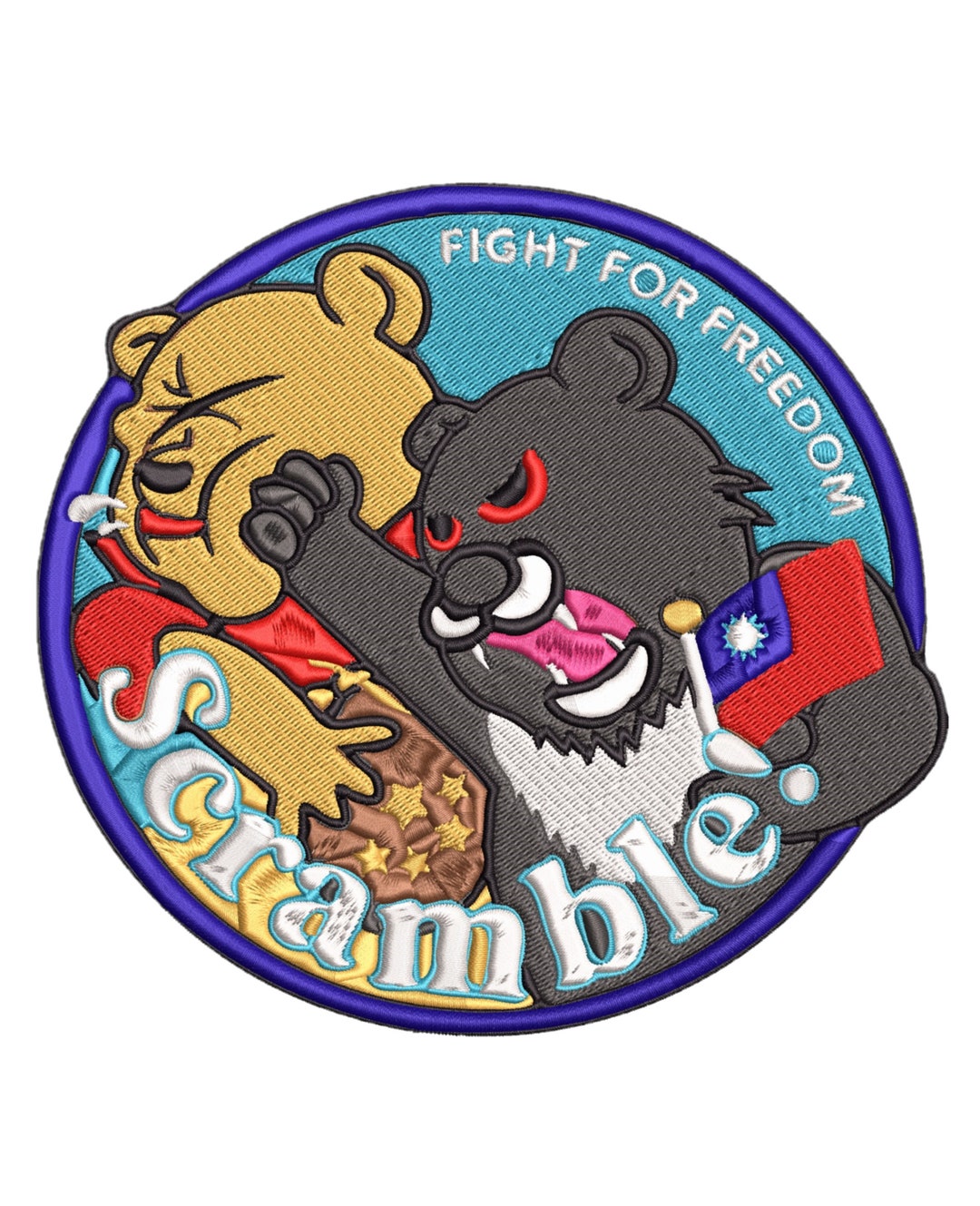 Taiwan Air Force Patch Embroidered Scramble Blue Patch 4in; Iron-on, Vel-cro (j-hook). Fight for ...