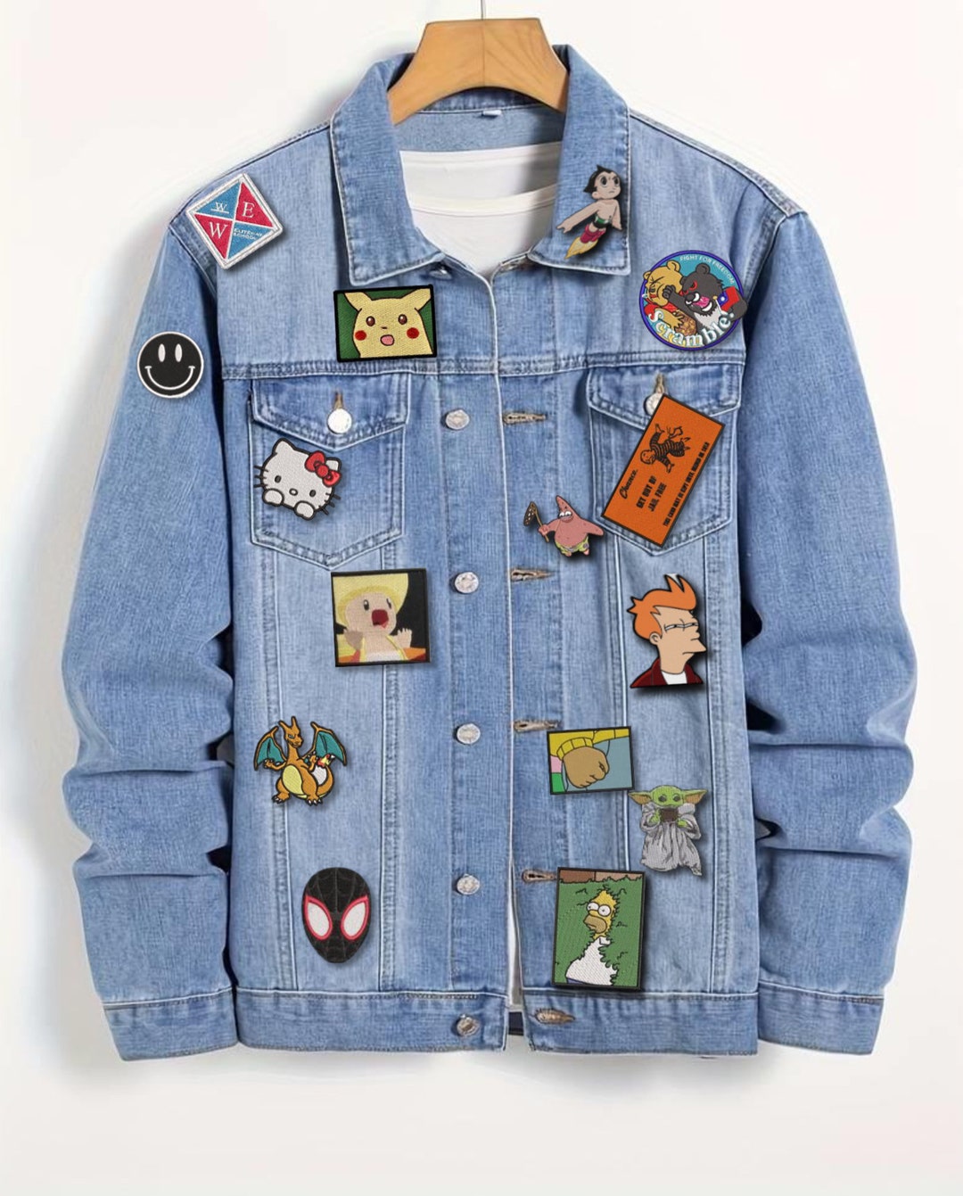 Denim Jacket Distressed With 15 Anime & Meme Patches Limited Edition ...
