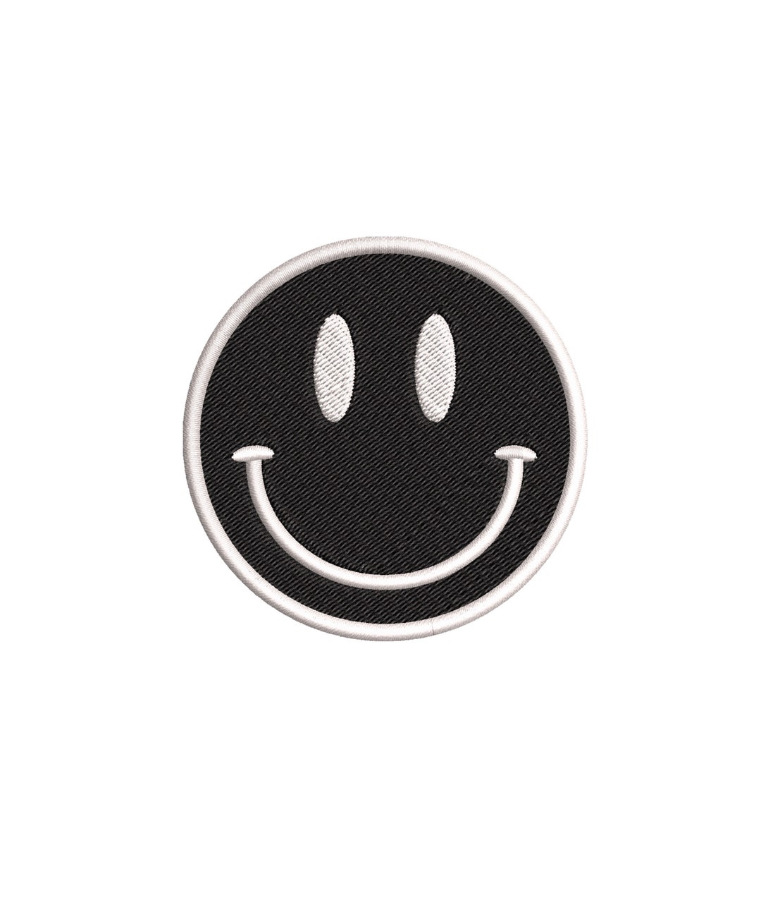 Smiley Face Black Happy Embroidered Custom Patch 2.5in; CHOOSE Iron-on ...