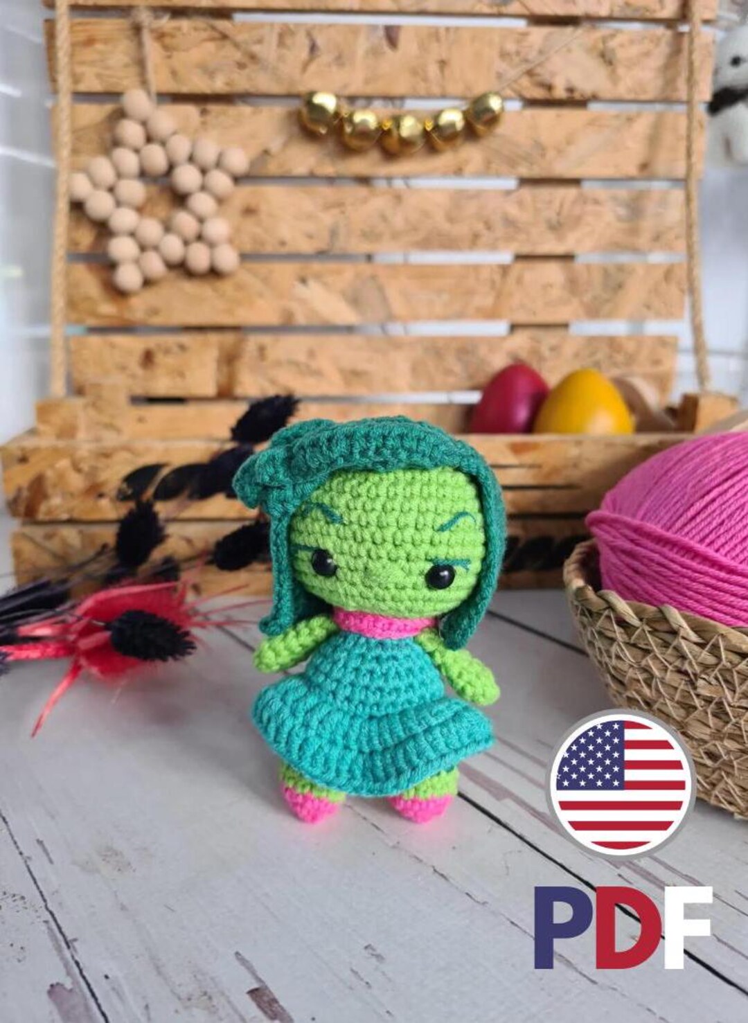 Disgust Amigurumi Pattern,inside Out Disgust English Crochet Pattern ...