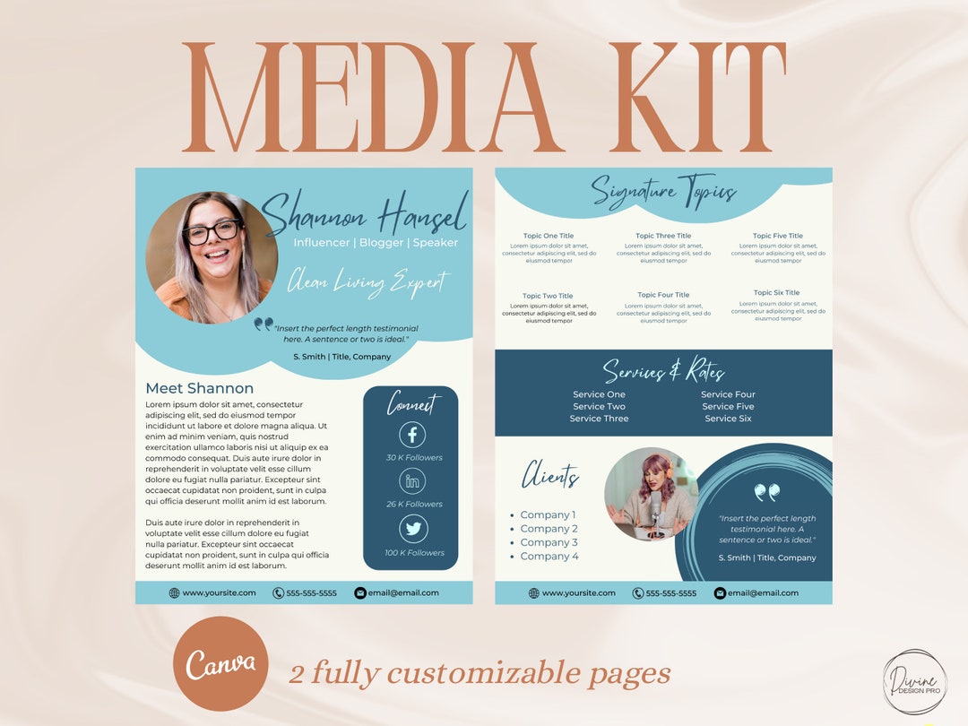Editable Media Kit Template. Instagram, Tik Tok, Youtube, Influencers, Bloggers, Speakers. Fully ...