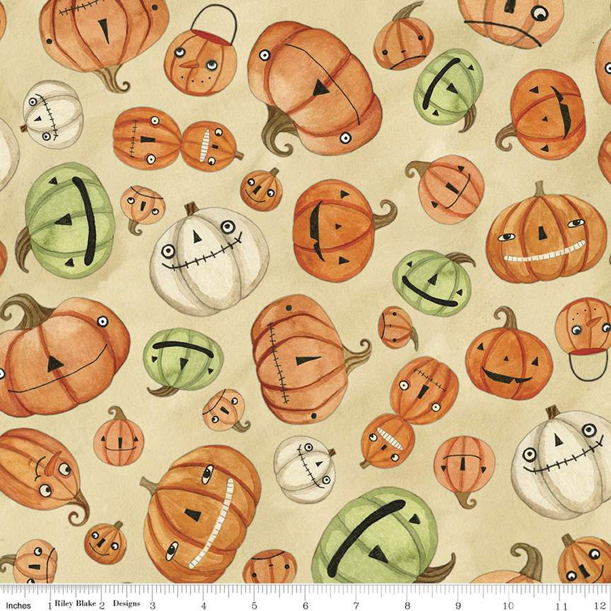 Halloween Whimsy Quilt Fabric by Riley Blake Designs - Black Pumpkins ...