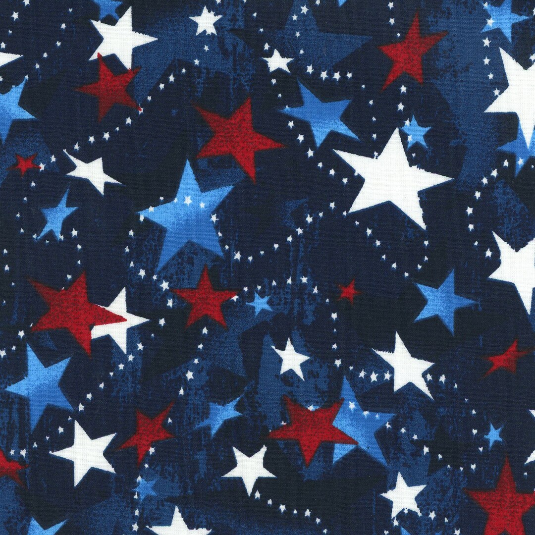 Patriotic Prints Quilt Fabric by Galaxy - Red, White, and Blue Stars ...