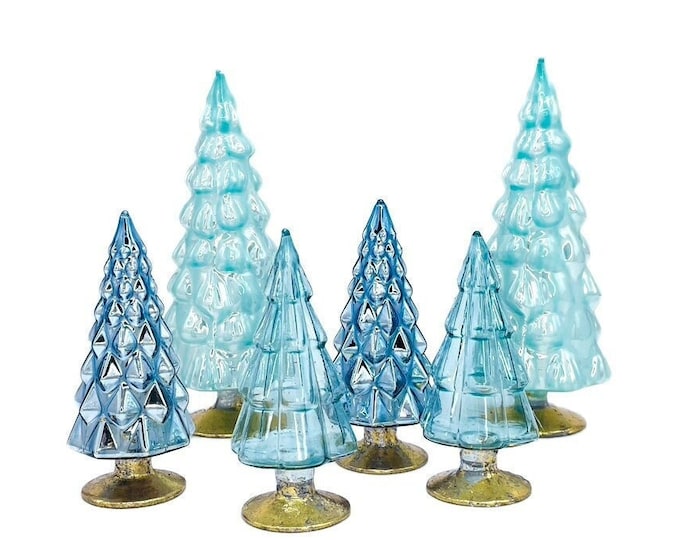 Large Glass Tree Set Blue 5 Pcs - Etsy