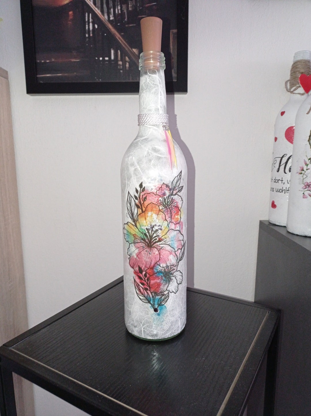 Creative Magic Bottle Light-up Bottle With Magic Light and Flowers ...