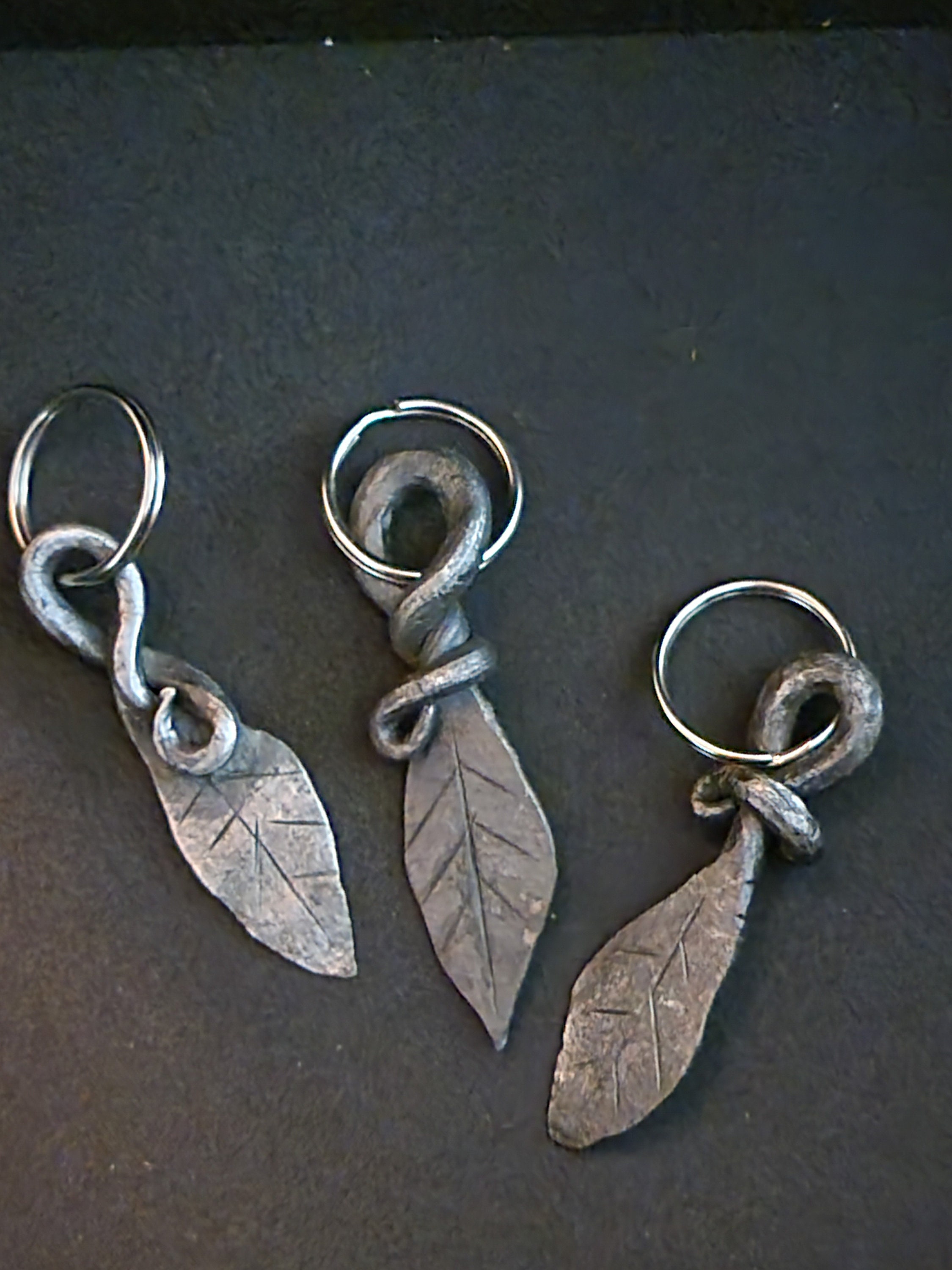 Hand Forged Leaf Keychain - Etsy