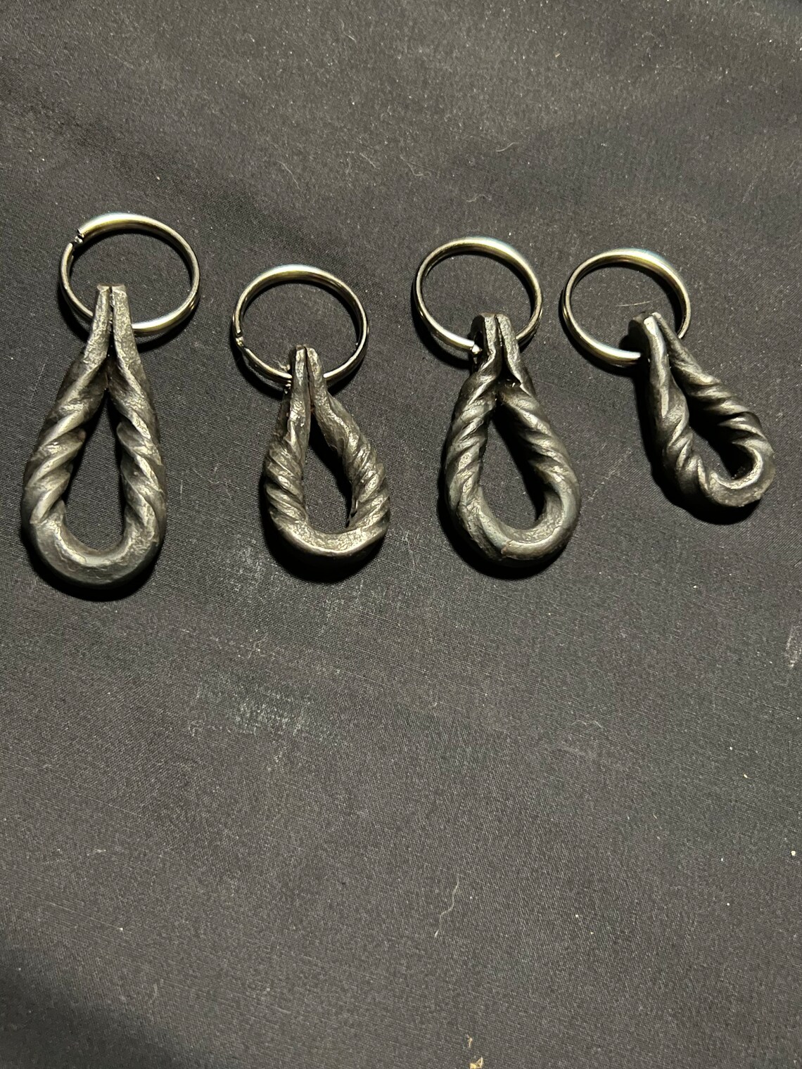 Hand Forged Twisted Tear Drop Key Chain - Etsy