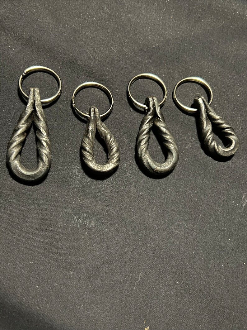 Hand Forged Twisted Tear Drop Key Chain - Etsy