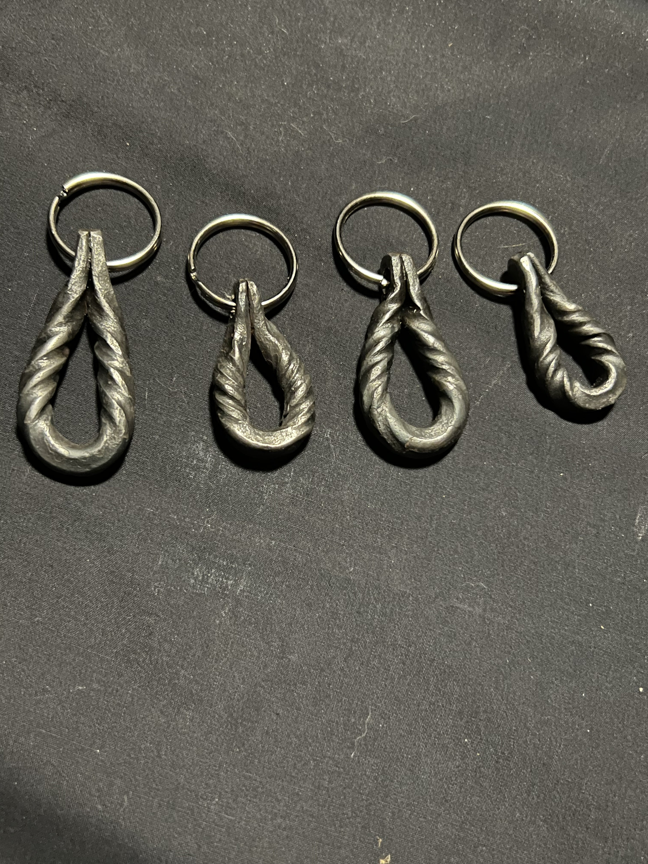 Hand Forged Twisted Tear Drop Key Chain - Etsy