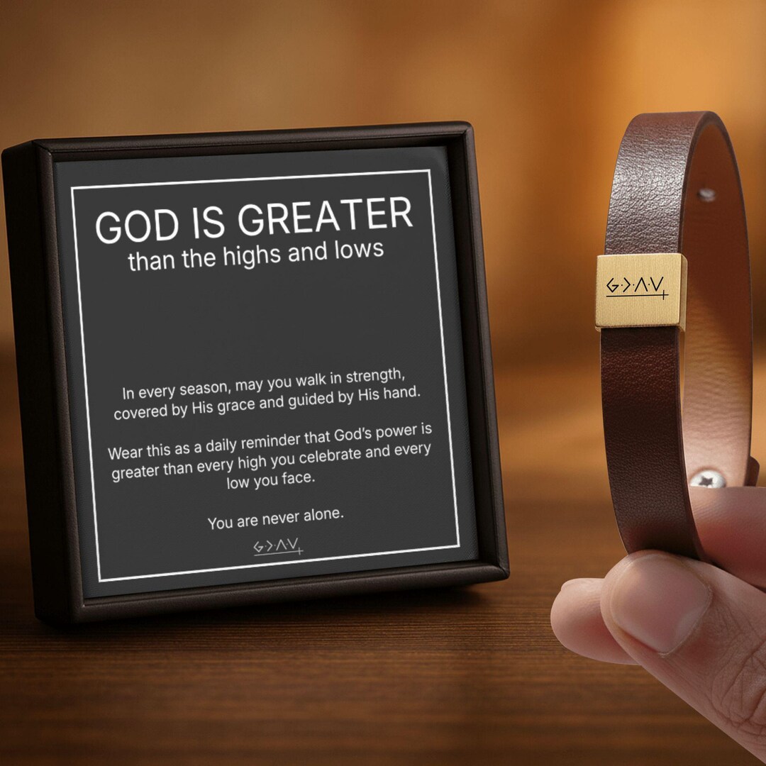 Mens Leather Bracelet for Him Personalized Christian Bracelet Engraved ...