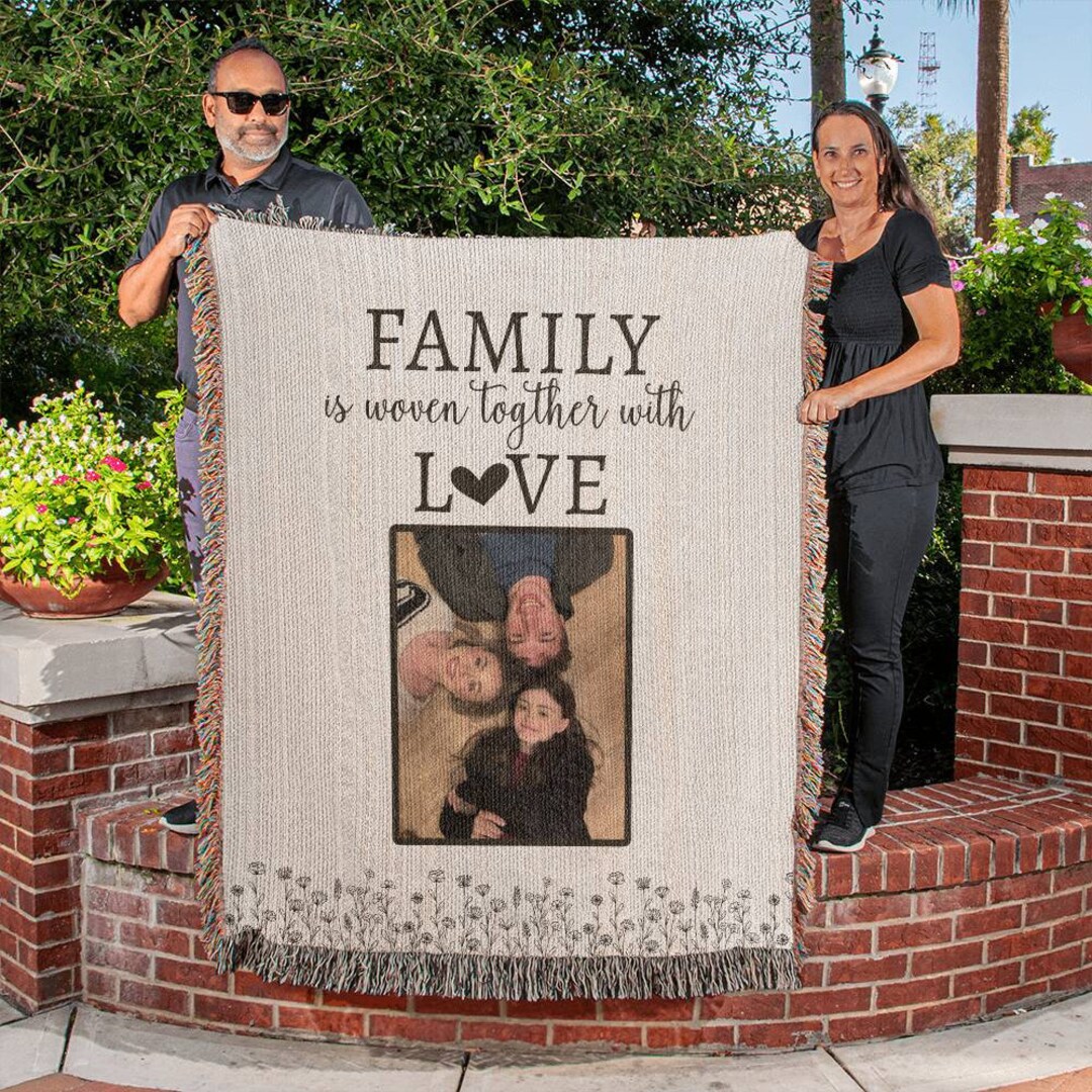 Personalized Photo Woven Cotton Throw-made in the USA, Family Heirloom ...