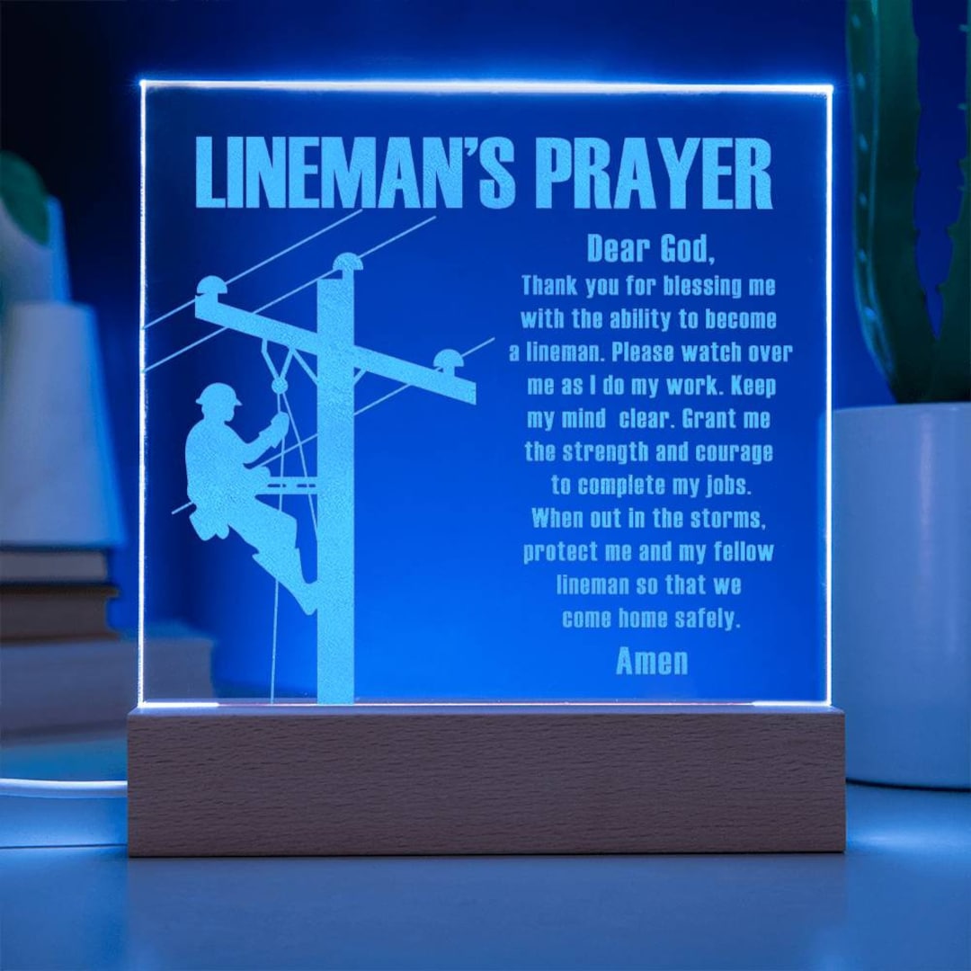 Lineman's Prayer Engraved Acrylic Plaque, Lineman Gift, Electrician ...