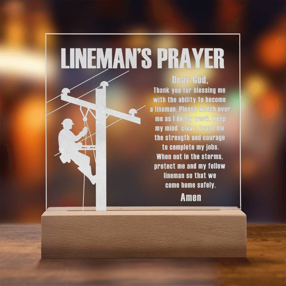 Lineman's Prayer Engraved Acrylic Plaque, Lineman Gift, Electrician ...
