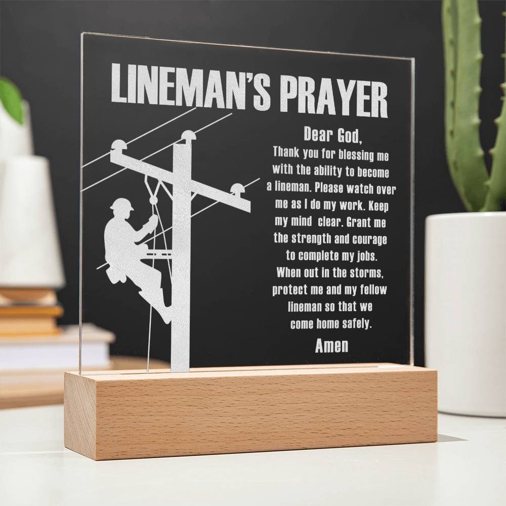 Lineman's Prayer Engraved Acrylic Plaque, Lineman Gift, Electrician ...