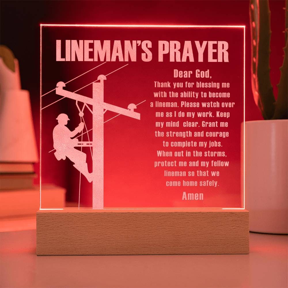 Lineman's Prayer Engraved Acrylic Plaque, Lineman Gift, Electrician ...