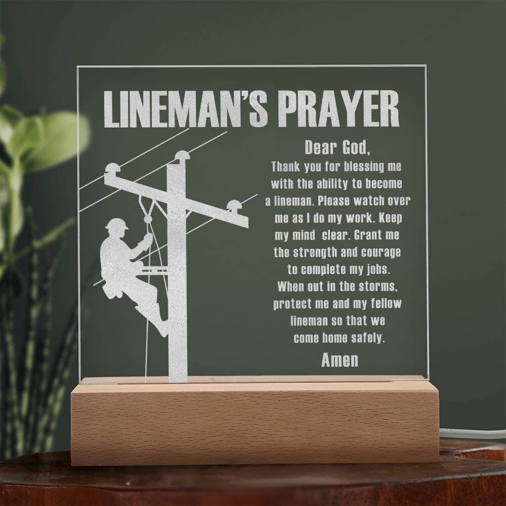 Lineman's Prayer Engraved Acrylic Plaque, Lineman Gift, Electrician ...