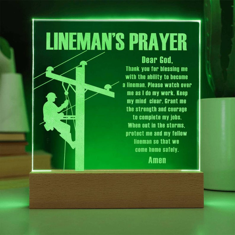 Lineman's Prayer Engraved Acrylic Plaque, Lineman Gift, Electrician ...