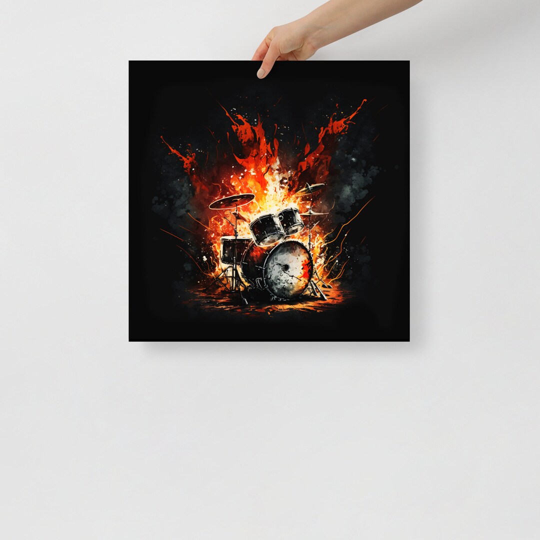 Flaming Drum Kit Poster - Etsy