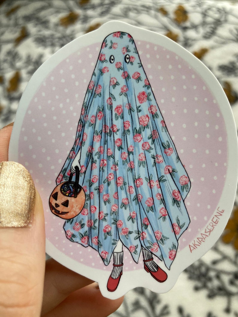 Vintage Ghost Girl Vinyl Sticker // Halloween Costume Stickers // Vinyl ...