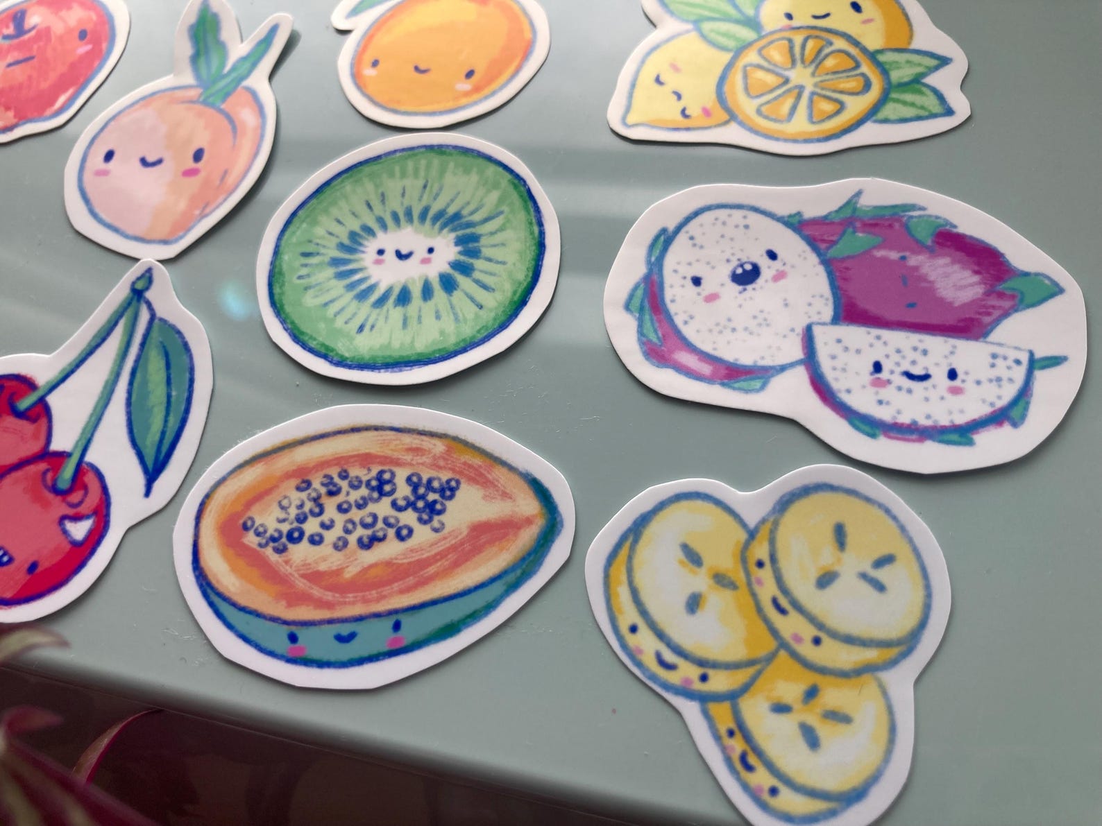 Kawaii Fruit Sticker Pack // Bakers Dozen Fruit Stickers // Vinyl ...