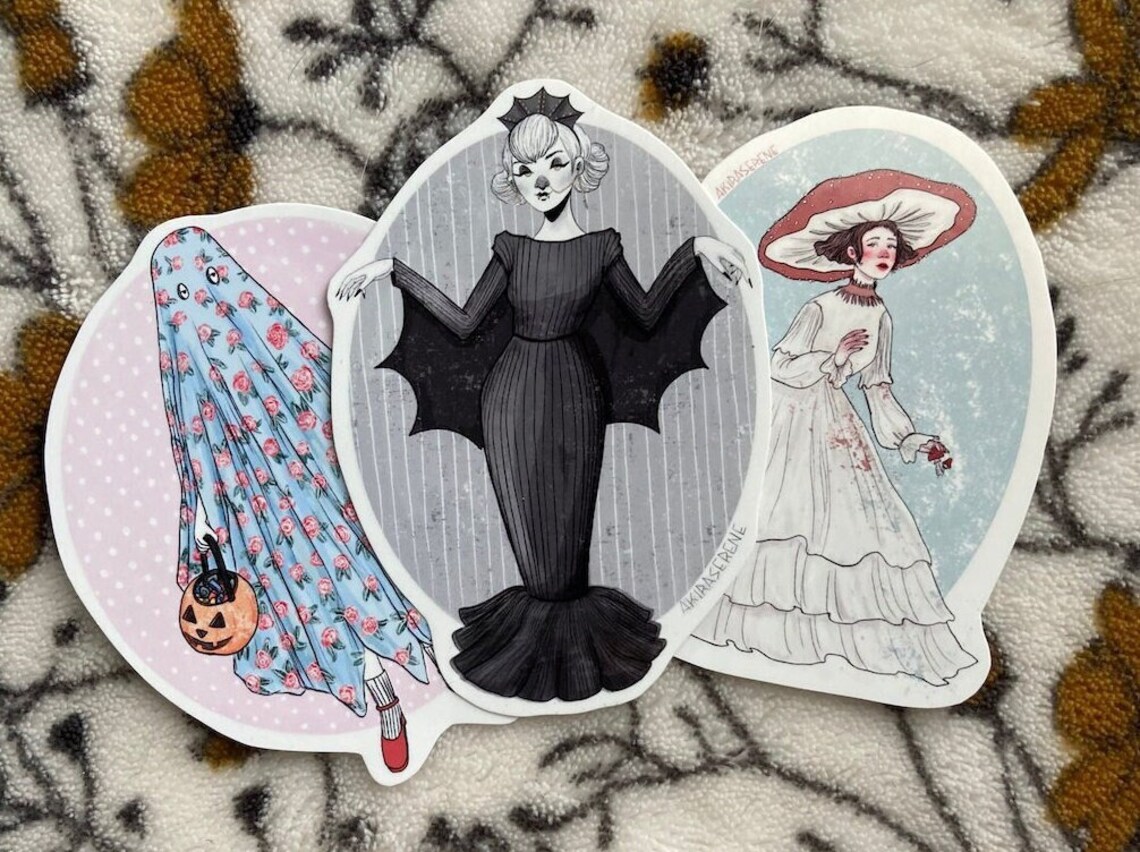 Vintage Ghost Girl Vinyl Sticker // Halloween Costume Stickers // Vinyl ...
