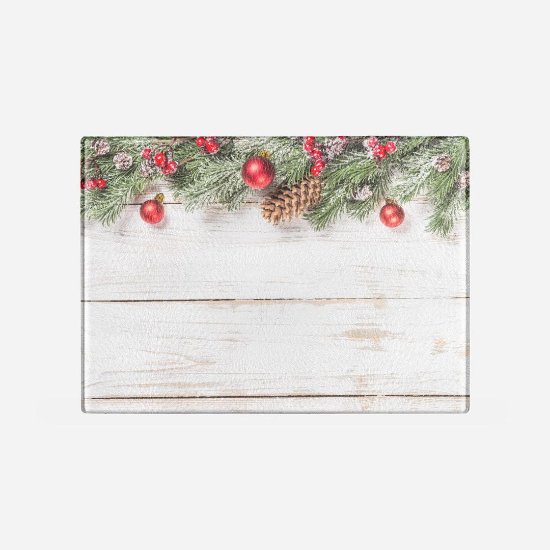 Holiday Whitewash Pine Glass Cutting Board Lrg. (15.75" X 11.5") - Etsy