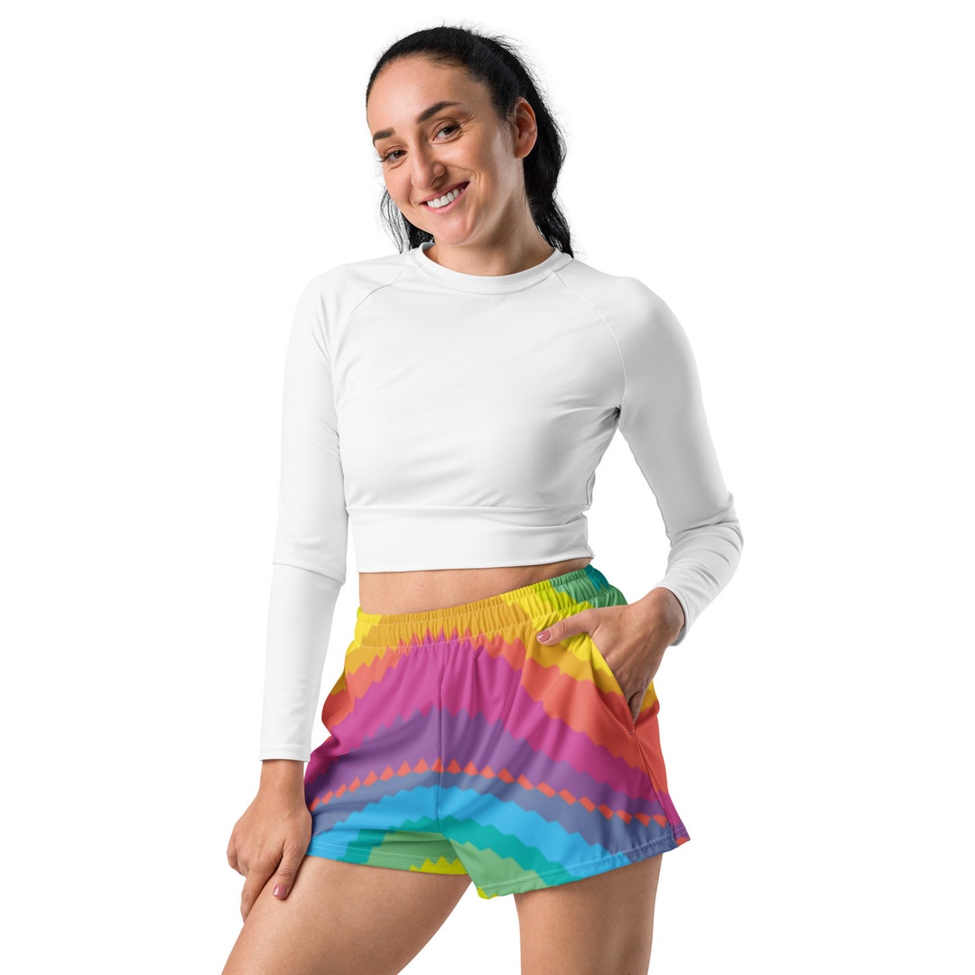Rainbow Workout Shorts, Athletic Colorful Gym Shorts, Perfect Color ...