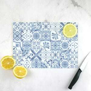 Mosaic Blue Pattern Cutting Board Lrg. (15.75" X 11.5") - Etsy