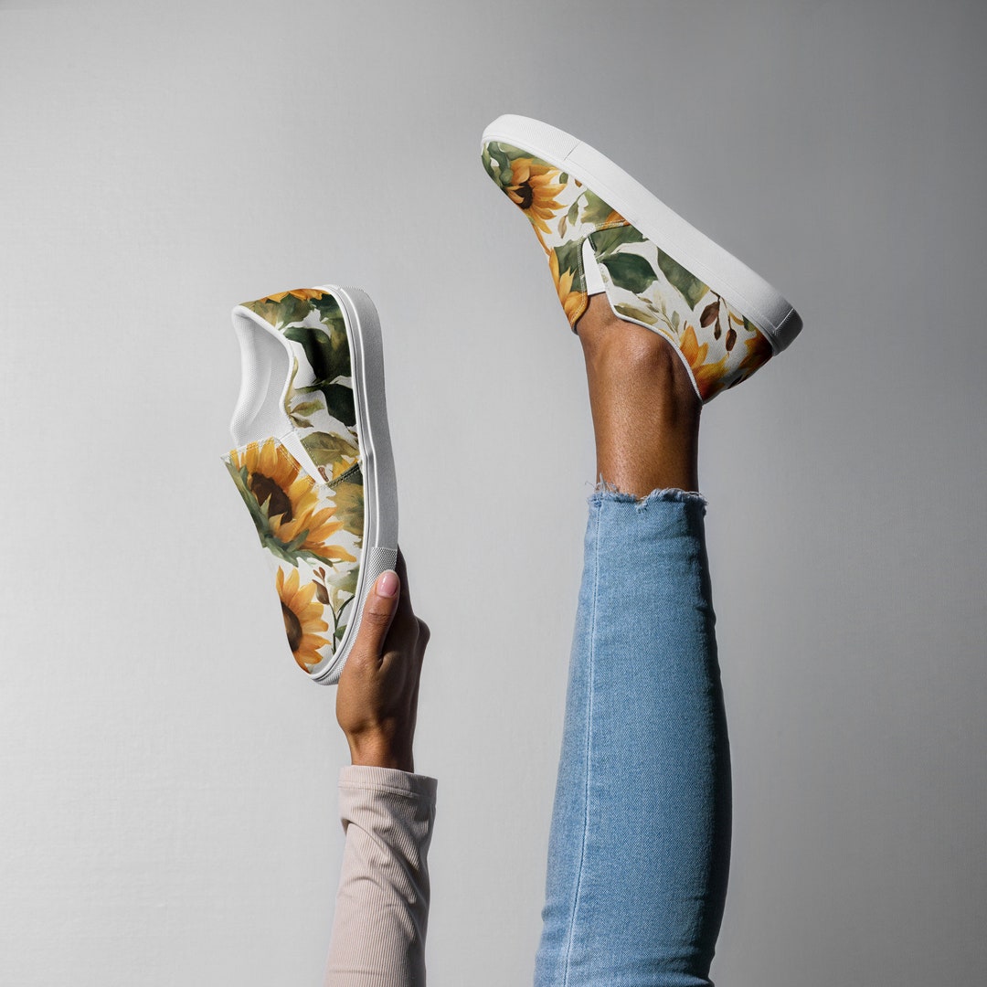 Sunflower White Sneaker, Autumn Sunflower Shoe, Summer Sunflower ...