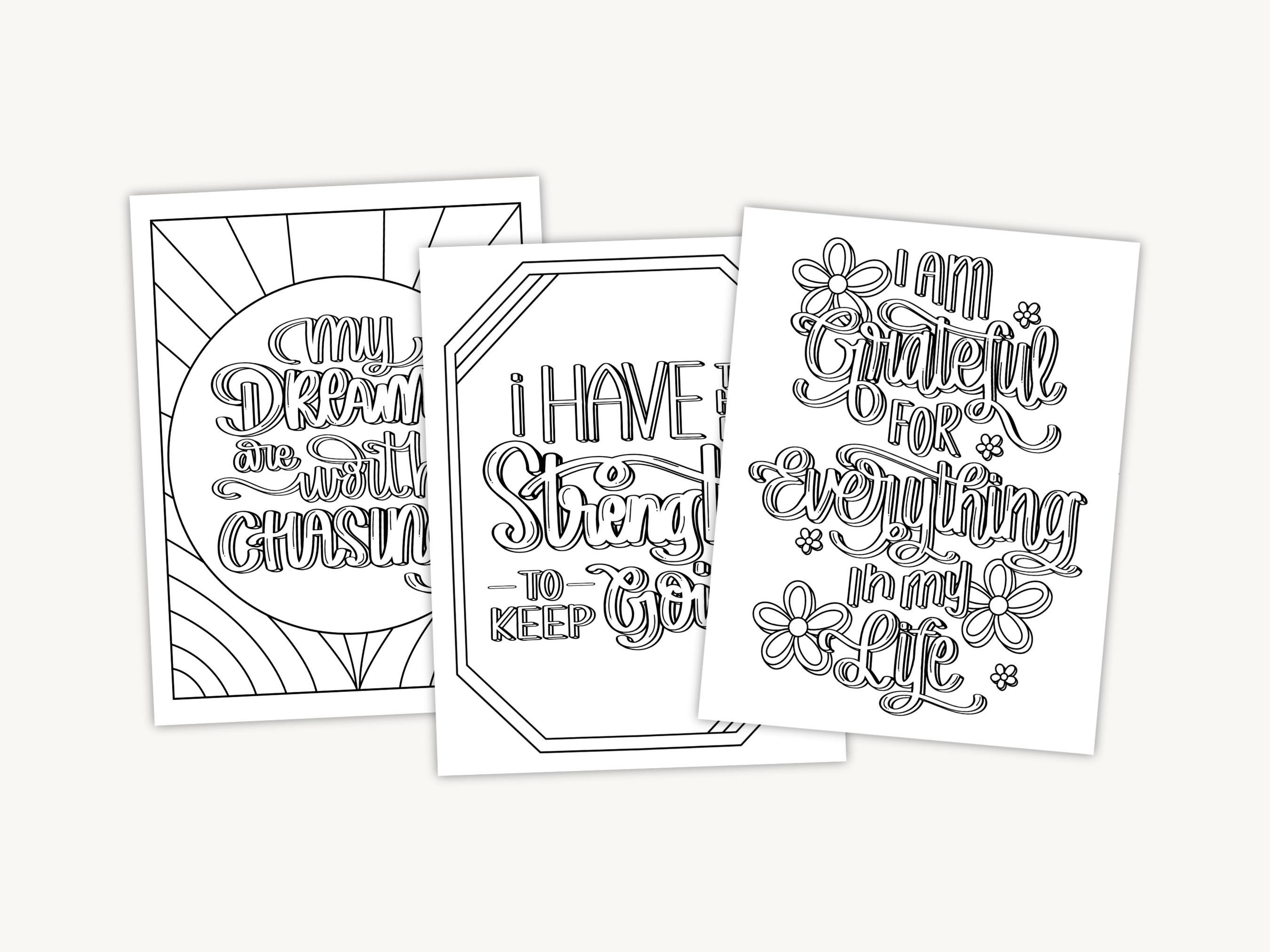 Positive Affirmation Coloring Pages for Adults: Self-love Quotes ...