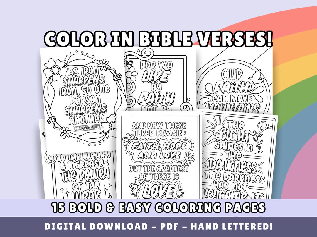 15 Bible Verse Coloring Pages for Adults, Religious Coloring Book ...