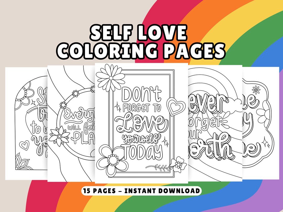 Self Love Coloring Pages, Mental Health Coloring Book for Adults ...