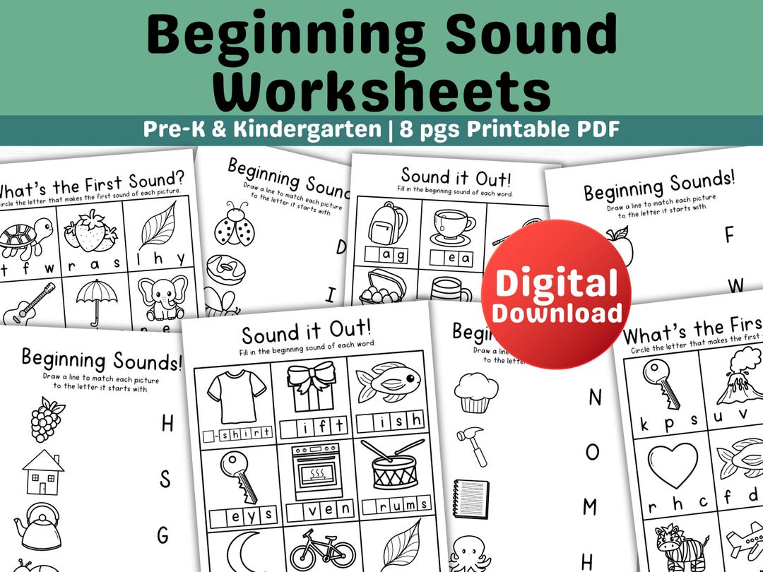 Beginning Sounds Alphabet Worksheets: Pre-k Phonics Activity (digital ...