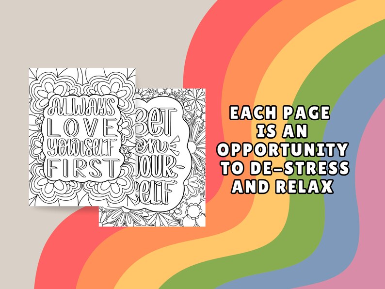 Self Love Coloring Pages, Mental Health Coloring Book for Adults ...