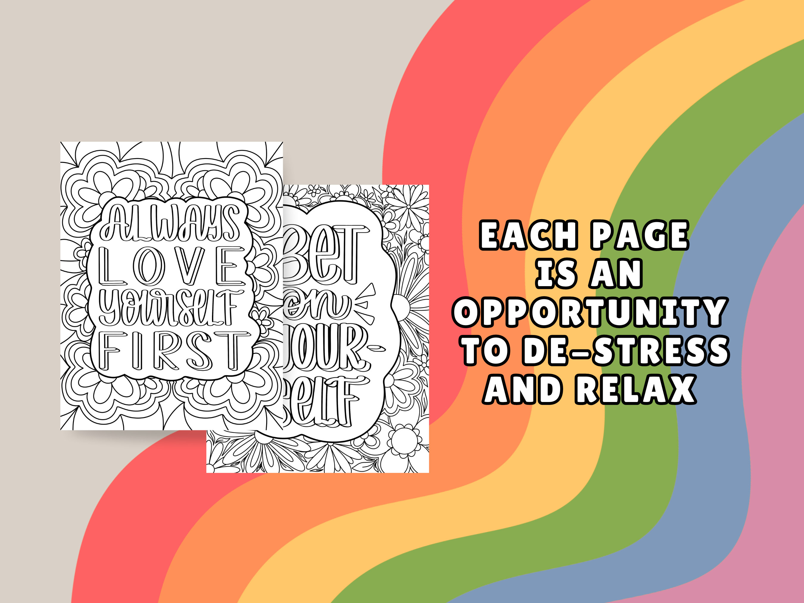 Self Love Coloring Pages: Affirmation Quotes, Stress Relief (printable ...