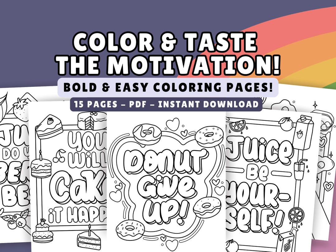 Food Mental Health Coloring Book, Motivational Quotes Coloring Book ...