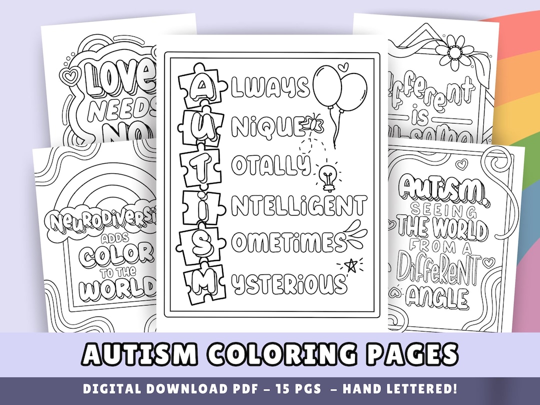 Autism Coloring Book, Coloring Pages for Adults, Autism Awareness Day ...