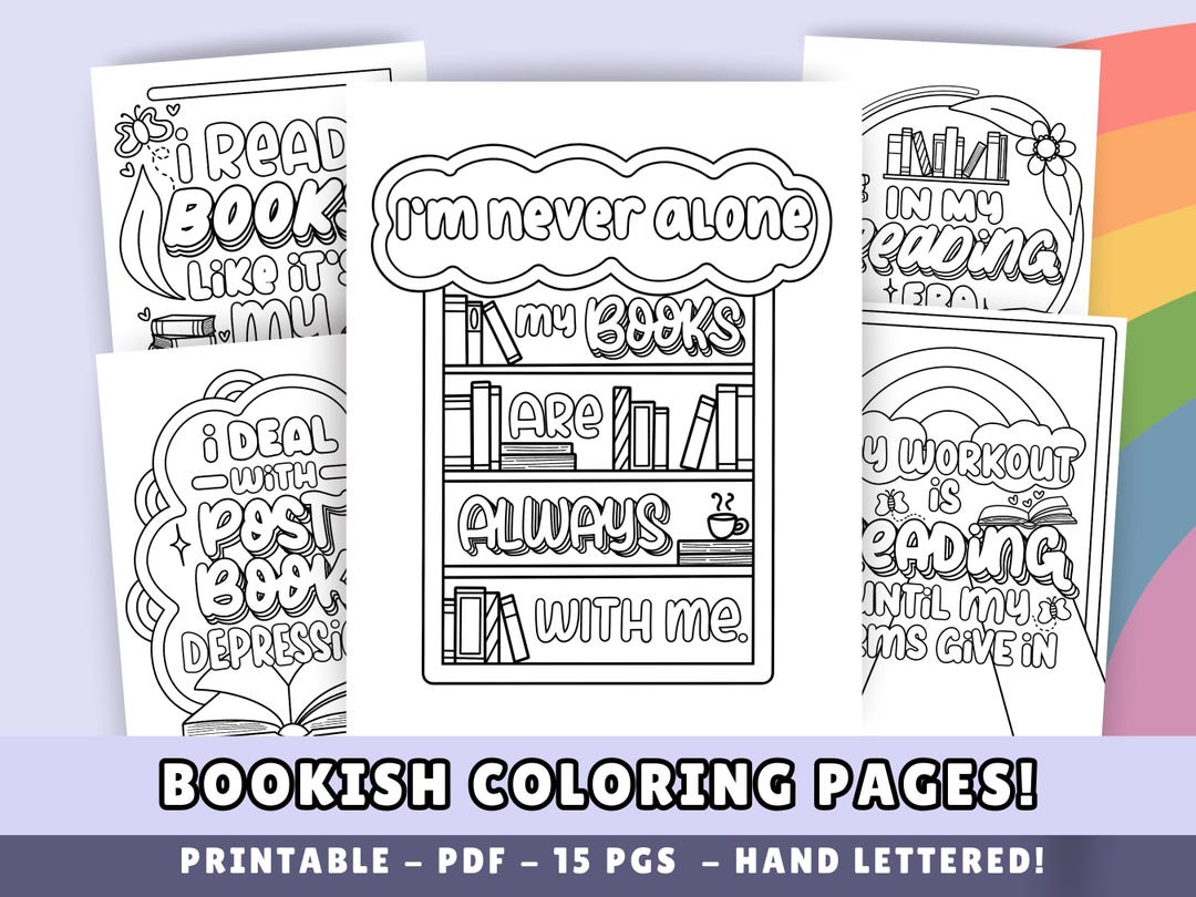 Book Lover Coloring Pages, Printable Adult Coloring Book, Booktok Gift ...