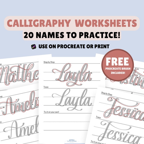 Modern Calligraphy Practice Sheets, Hand Lettering Practice Templates ...