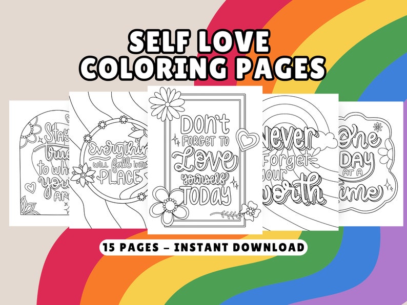 Self Love Coloring Pages, Mental Health Colouring Pages, Therapy ...