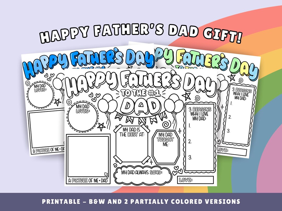 Father’s Day Printable Coloring Page, Kids Gift for Dad, All About My ...