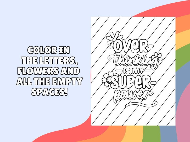 Mental Health Coloring Book, Coloring Pages for Adults, Simple Coloring ...